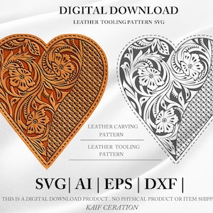 Floral Heart Leather Tooling Pattern SVG (digital Download) - Etsy
