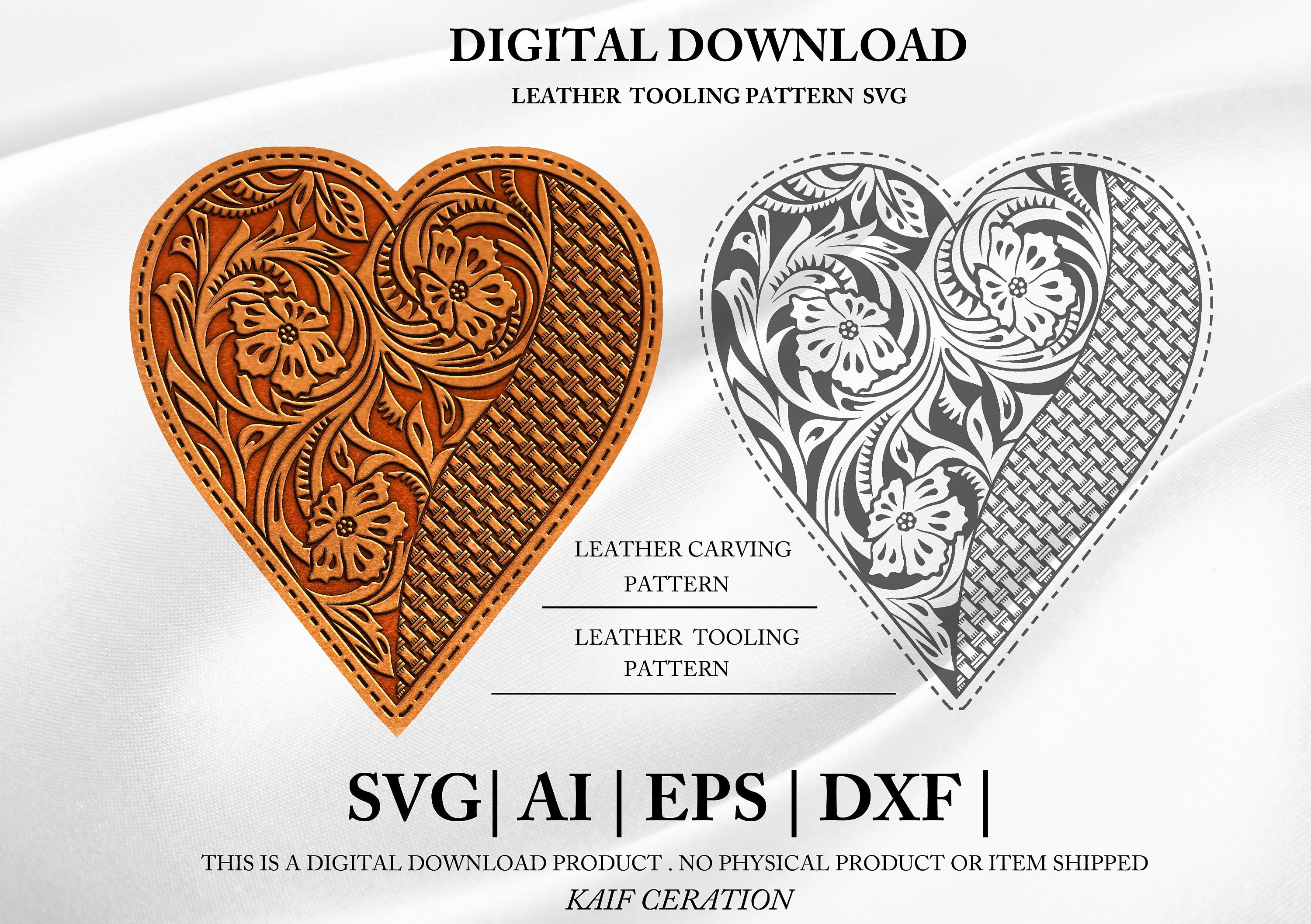 Tooled Leather SVG ,floral Leather Svg | Filigree Pattern | Heart ...