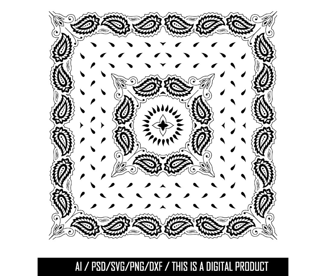 Bandana Scarf Digital Svg Ai Eps for Printing on Fabric - Etsy