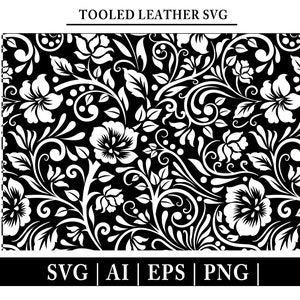 Tooled Leather Flower SVG | Western Flower Seamless Pattern | Swirls ...