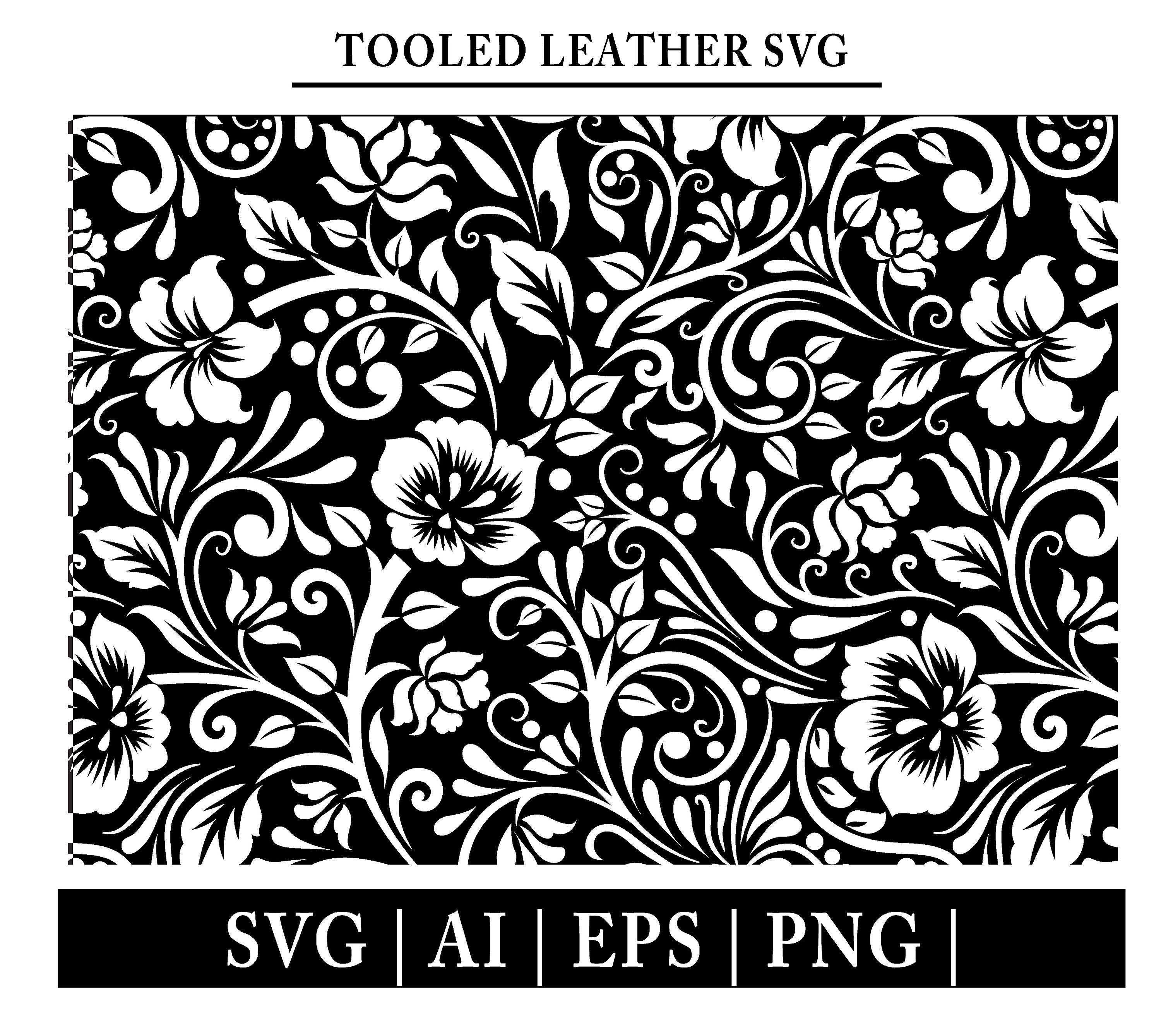 Tooled Leather Flower SVG | Western Flower Seamless Pattern | Swirls ...