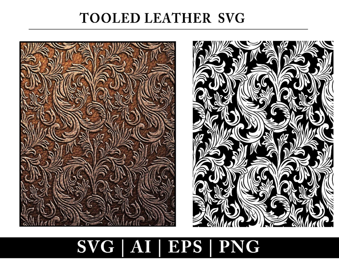 Tooled Leather SVG ,floral Leather Svg | Seamless Pattern Svg ...