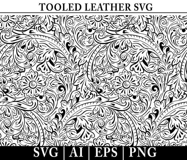 Tooled Leather SVG | Floral Leather Svg | Seamless Pattern | Swirls ...