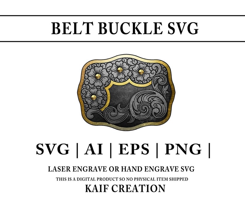 Western Belt Buckle SVG File: Floral Engraving Design (digital Download ...