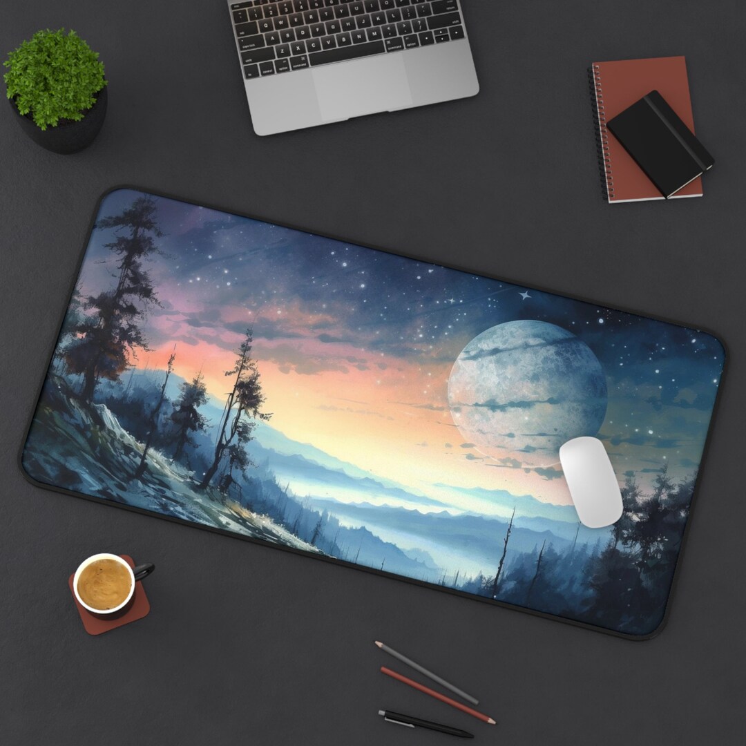 Giant Planet Watercolor Nightsky Desk Mat Gaming Mouse Pad - Etsy