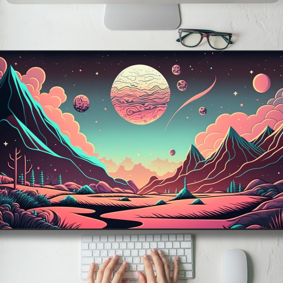 Unique Outer Space Planets Desk Mat Gaming Mouse Pad Large Mousepad ...