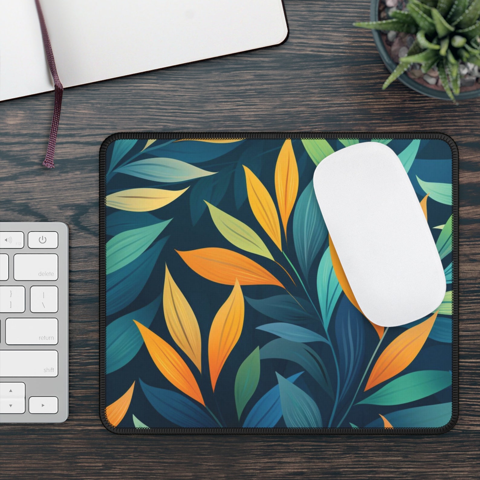 Simple Minimalist Leaf Pattern Desk Mat Gaming Mouse Pad Large Mousepad ...