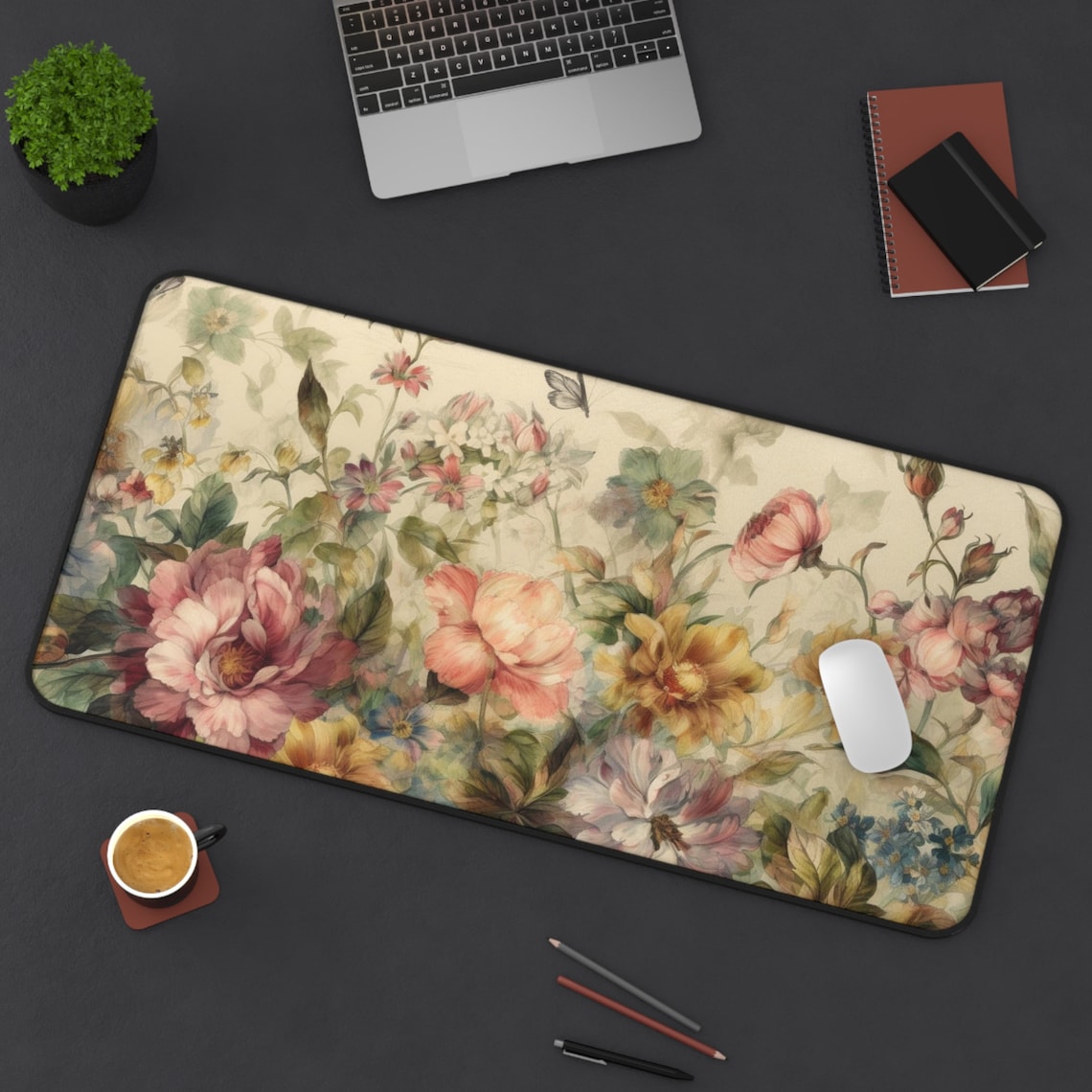 Light Floral Botanical Desk Mat Gaming Mouse Pad Large Mousepad - MTG ...