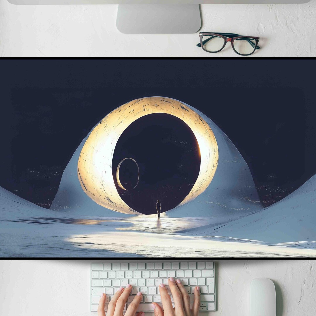 Celestial Portal in Night Dunes Desk Mat, Gaming Mouse Pad, Large ...