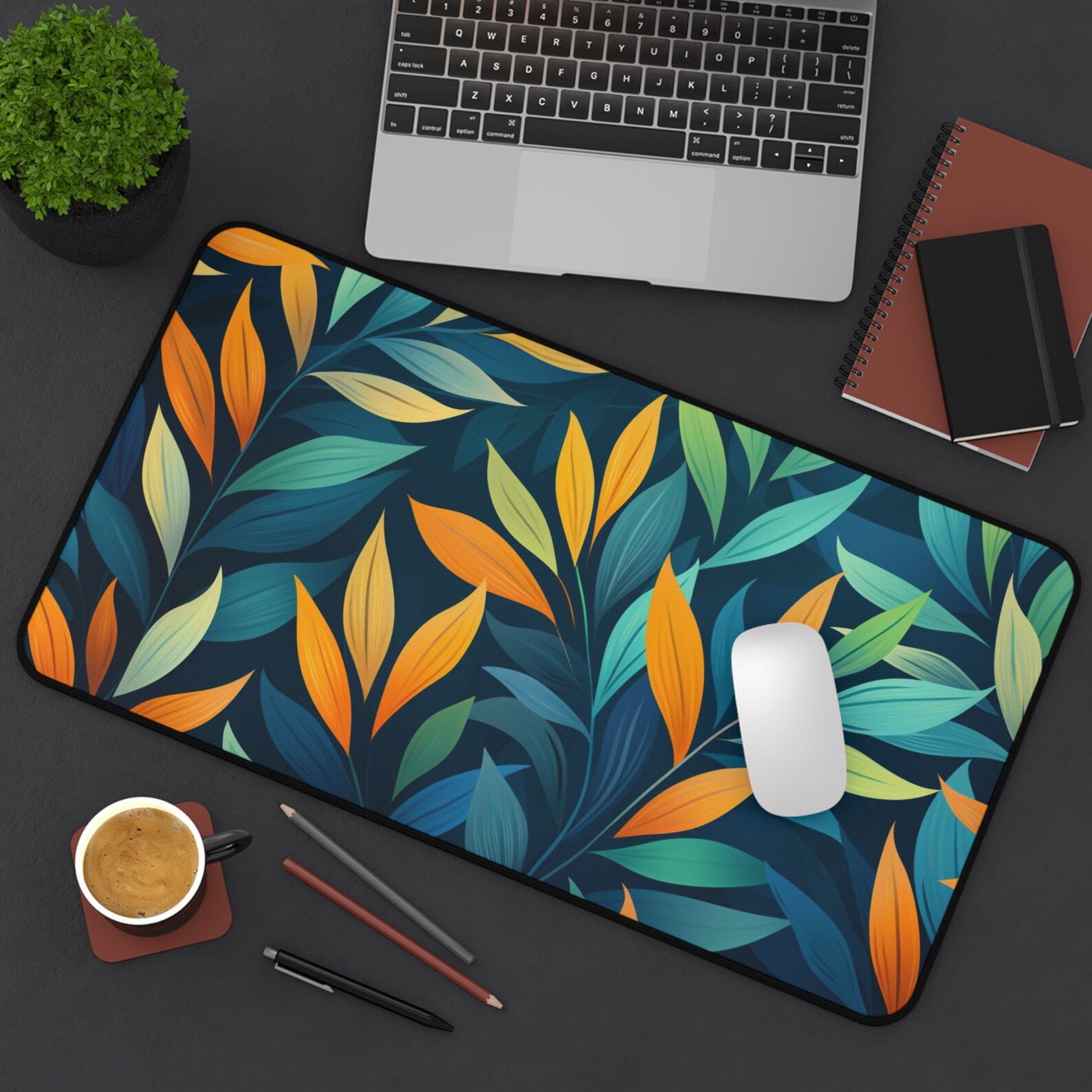 Simple Minimalist Leaf Pattern Desk Mat Gaming Mouse Pad Large Mousepad ...