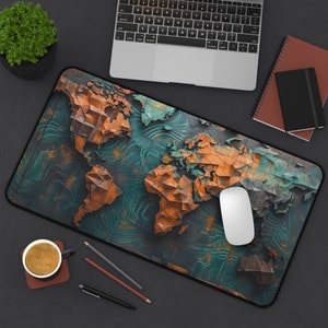 Textured World Map Desk Mat Gaming Mouse Pad Large Mousepad, MTG ...