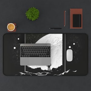Black and White Giant Outer Space Door Mouse Pad - Unique Sci-fi Desk ...