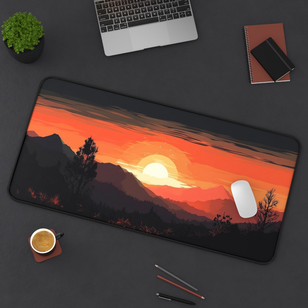 Orange Sunset View Desk Mat Gaming Mouse Pad Large Mousepad - Etsy