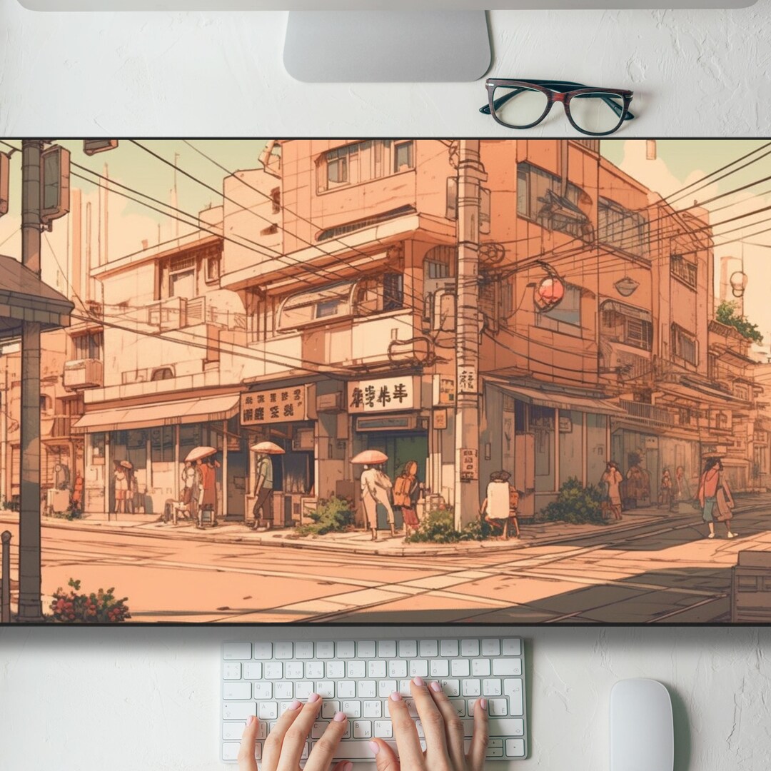 Kawaii Tokyo Street Scene Desk Mat Gaming Mouse Pad Large Mousepad, MTG ...
