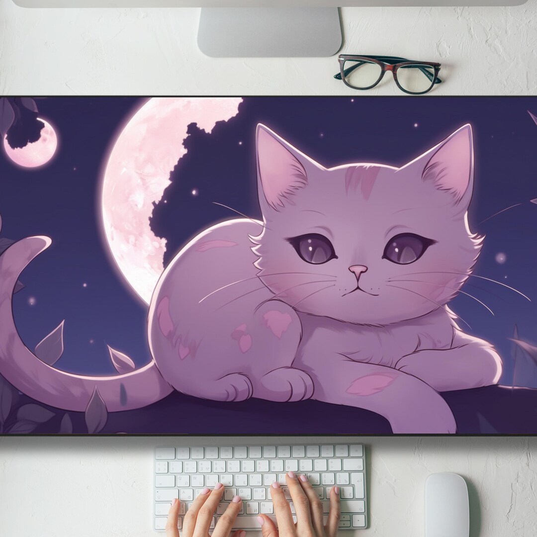 Cute Anime Kawaii Cat Desk Mat Gaming Mouse Pad Large Mousepad, MTG ...
