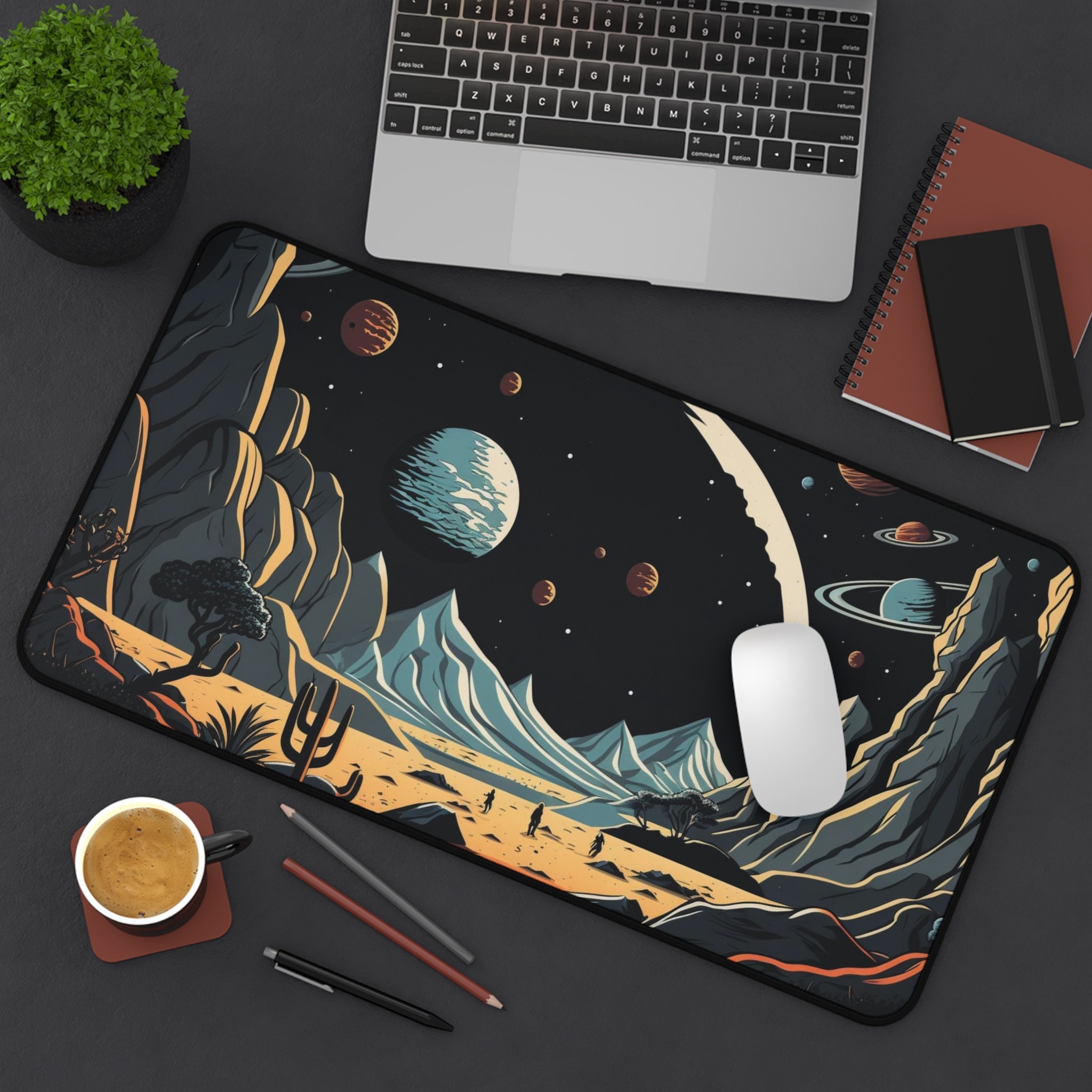 Outer Space Alien Planet Exploration Desk Mat Gaming Mouse Pad Large ...