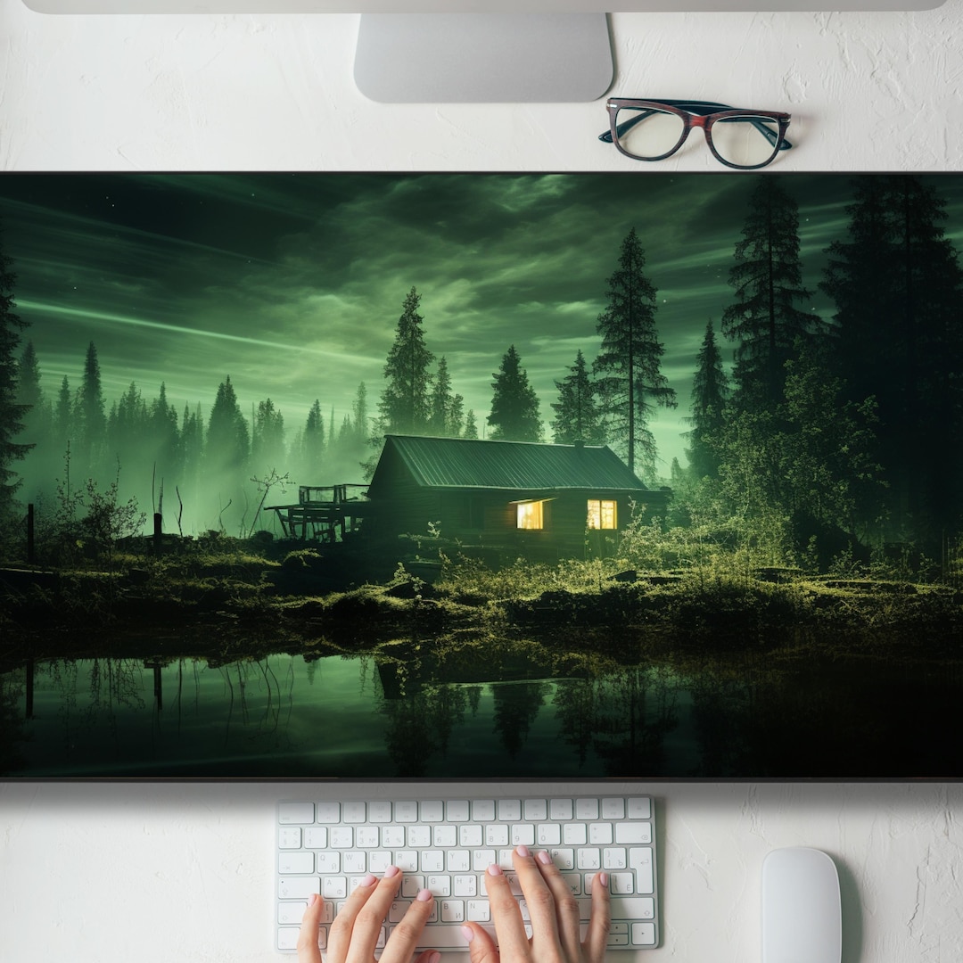 Spooky Foggy Swamp Cabin Desk Mat Gaming Mouse Pad Large Mousepad, MTG ...