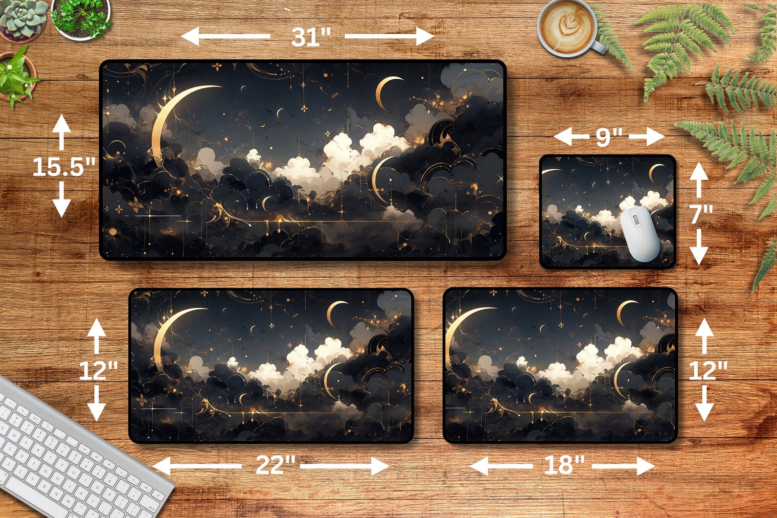 Lo-fi Celestial Cresent Moons Desk Mat Gaming Mouse Pad Large Mousepad ...
