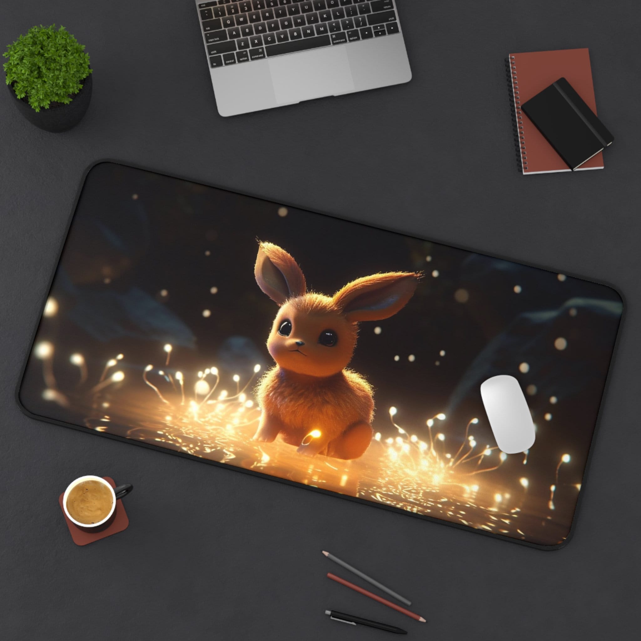 Cute Enchanted Eevee Inspired Desk Mat Gaming Mouse Pad Large Mousepad ...