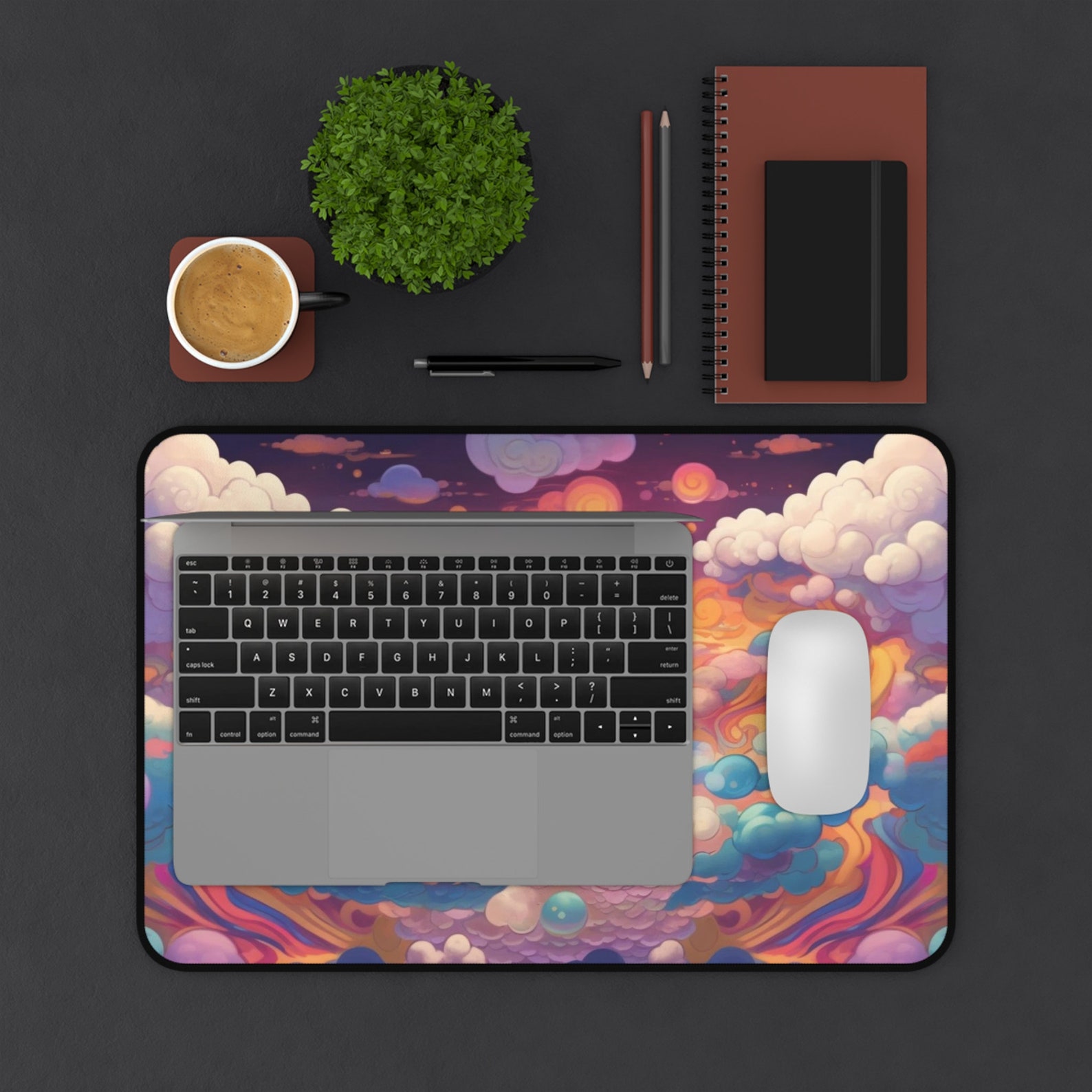 Funky Kawaii Cloudy Scene Desk Mat Gaming Mouse Pad Large Mousepad, MTG ...