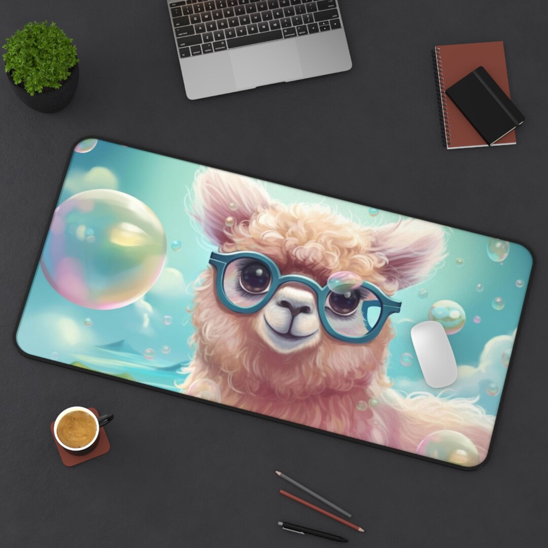 Cute Kawaii Alpaca With Glasses Desk Mat Gaming Mouse Pad - Etsy