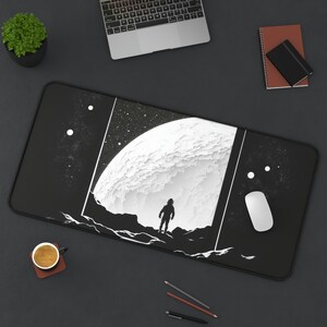 Black and White Giant Outer Space Door Mouse Pad - Unique Sci-fi Desk ...