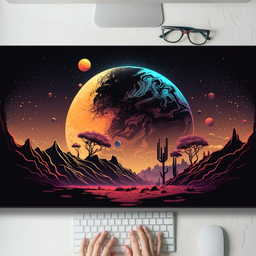 Cool Alien Planet Outer Space Desk Mat Gaming Mouse Pad Large Mousepad ...