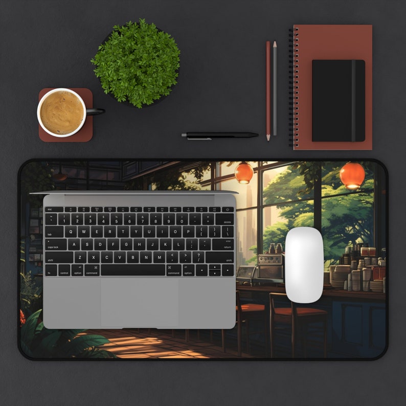 Lo-fi Anime Coffee Shop Desk Mat Gaming Mouse Pad Large Mousepad ...