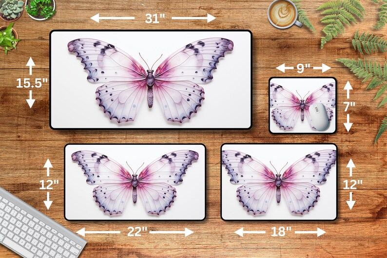 Beautiful Simple Purple Butterfly Desk Mat Gaming Mouse Pad Large ...