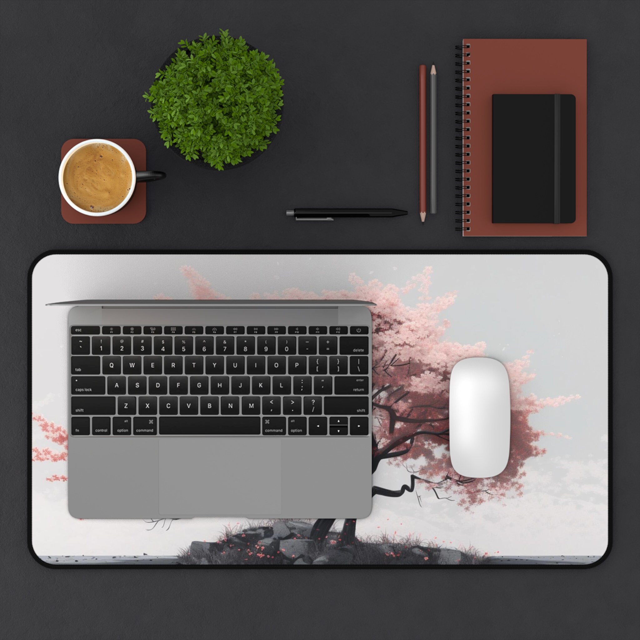 Pixelated Japandi Cherry Blossom Desk Mat Gaming Mouse Pad - Etsy