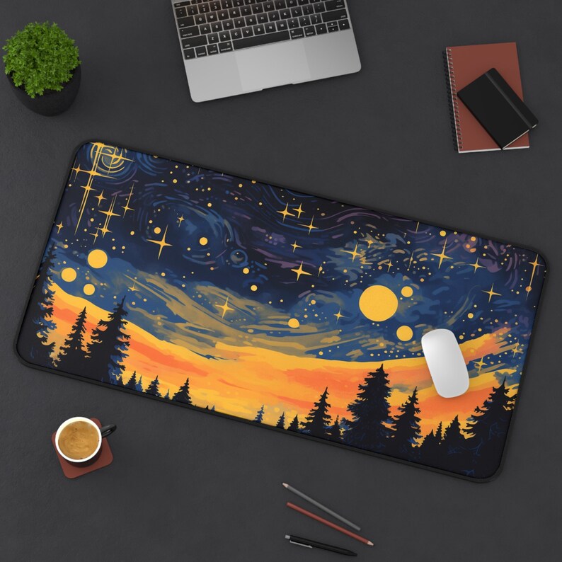 Pretty Starry Night Sky Painting Desk Mat Gaming Mouse Pad Large ...