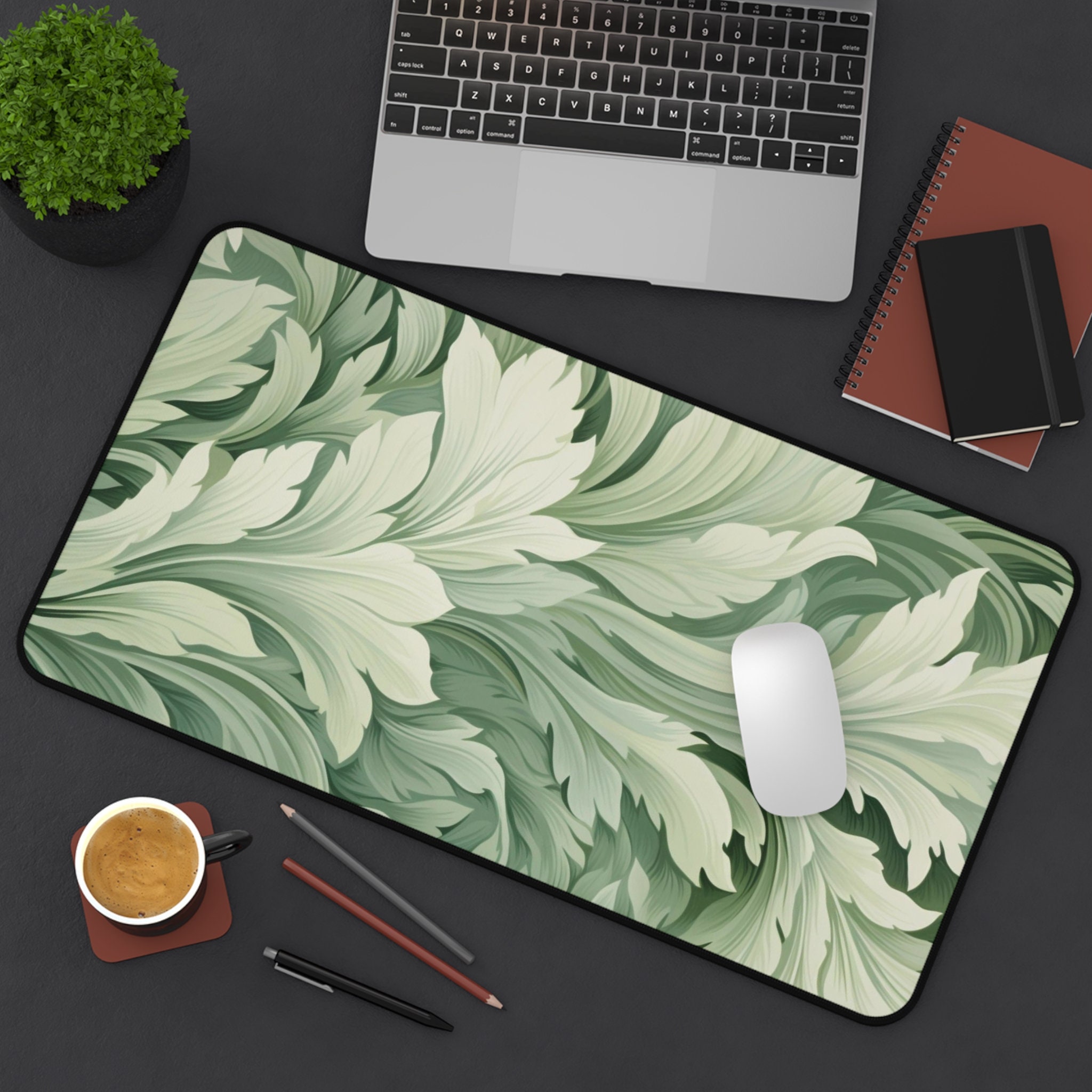 Sage Green Floral Botanical Desk Mat Gaming Mouse Pad Large - Etsy