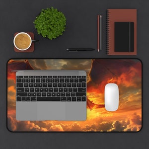 Flaming Large Dragon Desk Mat Gaming Mouse Pad Large Mousepad With MTG ...