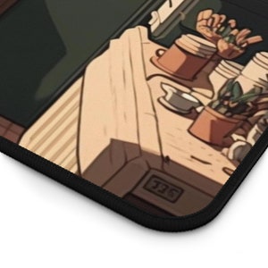 Lo-fi Simple Coffee Café Desk Mat Gaming Mouse Pad Large Mousepad With ...