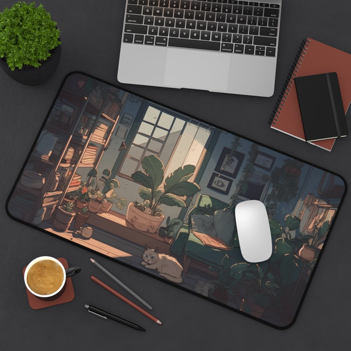 Cozy Lofi Cat Napping Room Scene Desk Mat Gaming Mouse Pad - Etsy