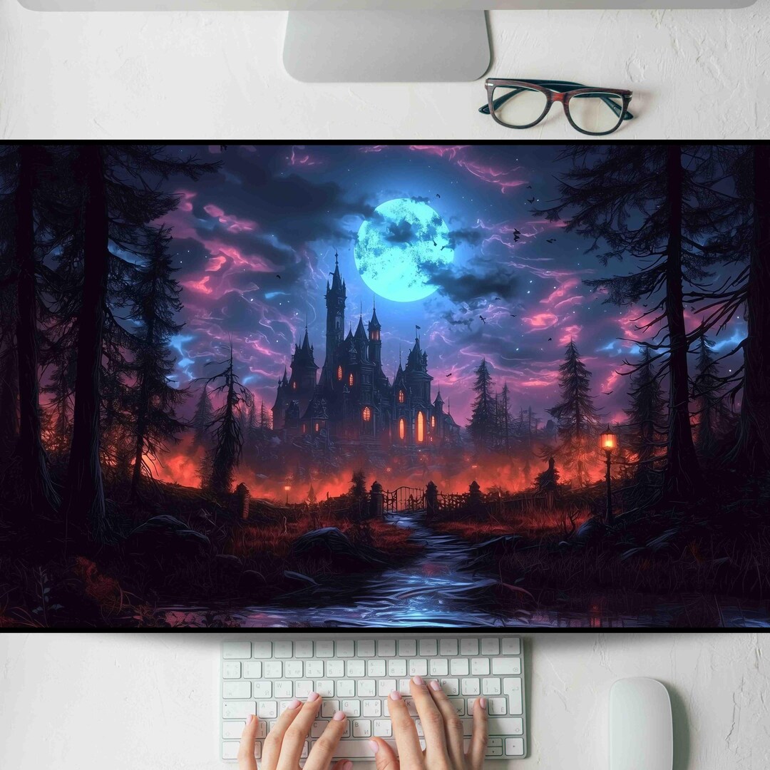 Castle Beneath Indigo Skies Desk Mat, Gaming Mouse Pad, Large Mousepad ...