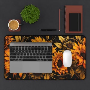 Dark Cottage Core Sunflowers Desk Mat Gaming Mouse Pad Large Mousepad ...
