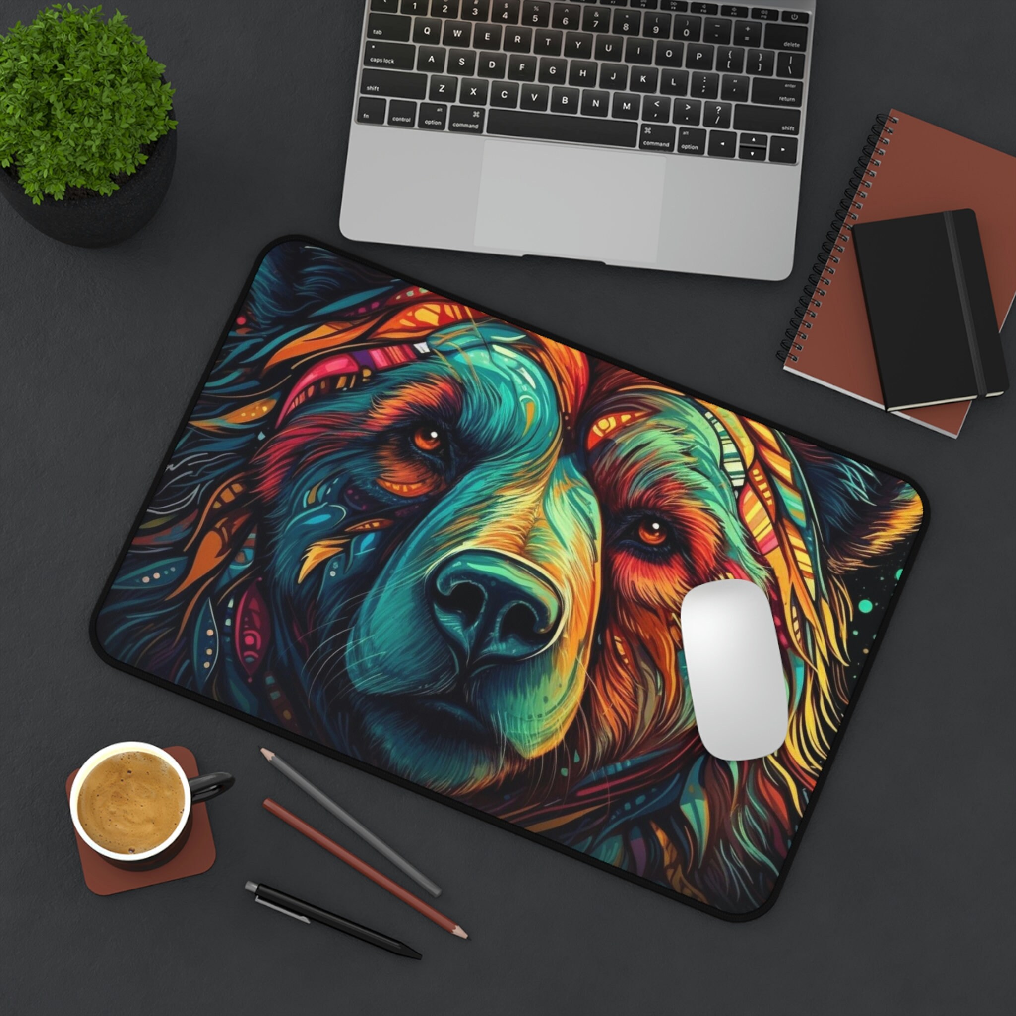Colorful Bold Grizzly Bear Mythical Desk Mat Gaming Mouse Pad - Etsy