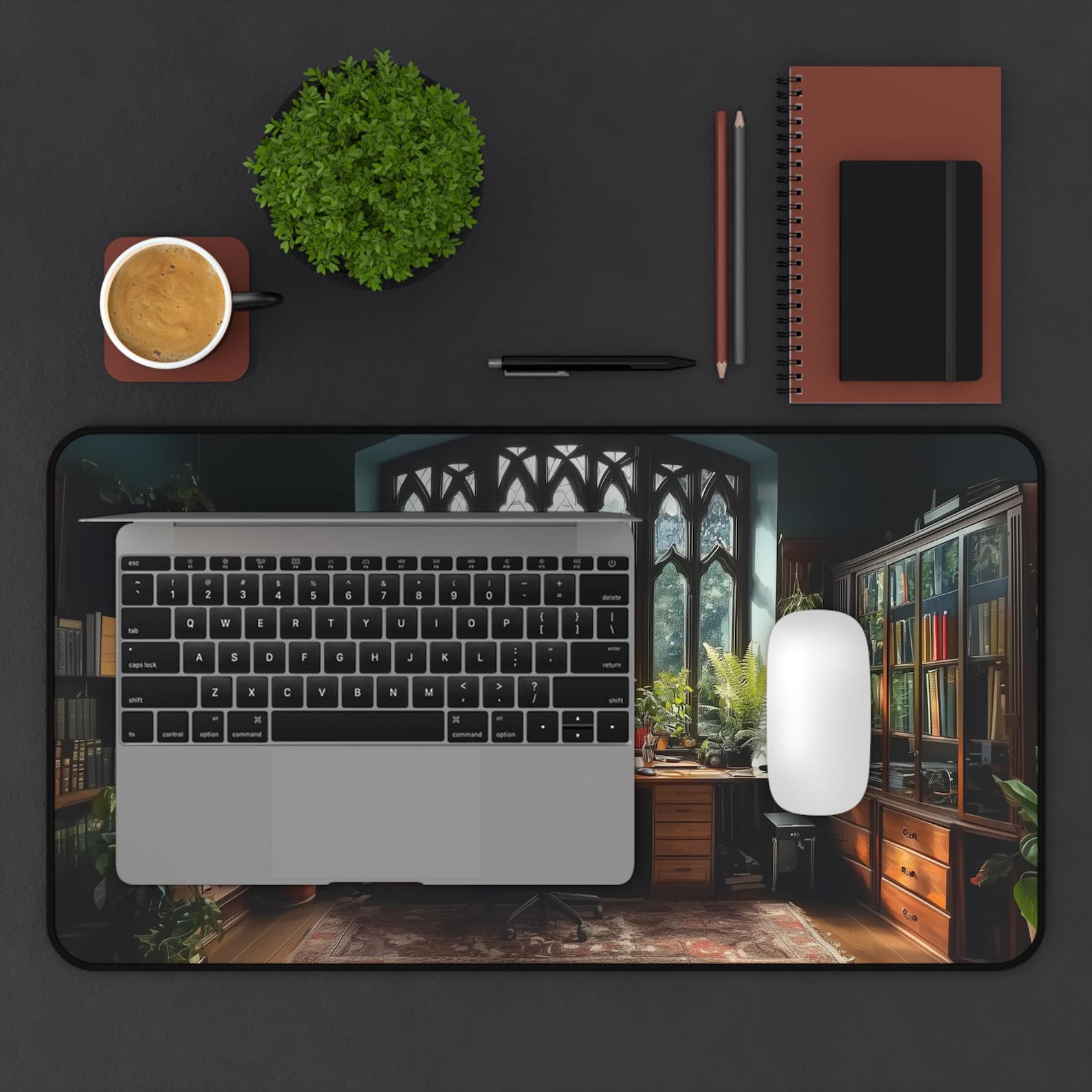 Cathedral Library in Gothic Light Desk Mat, Gaming Mouse Pad, Large ...