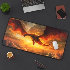 Flaming Large Dragon Desk Mat Gaming Mouse Pad Large Mousepad With MTG ...