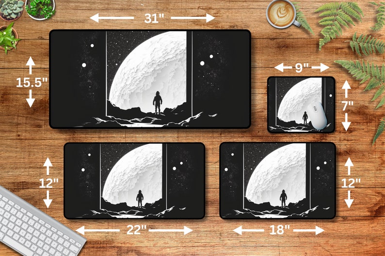 Black and White Giant Outer Space Door Mouse Pad Unique Sci-fi Desk Mat ...