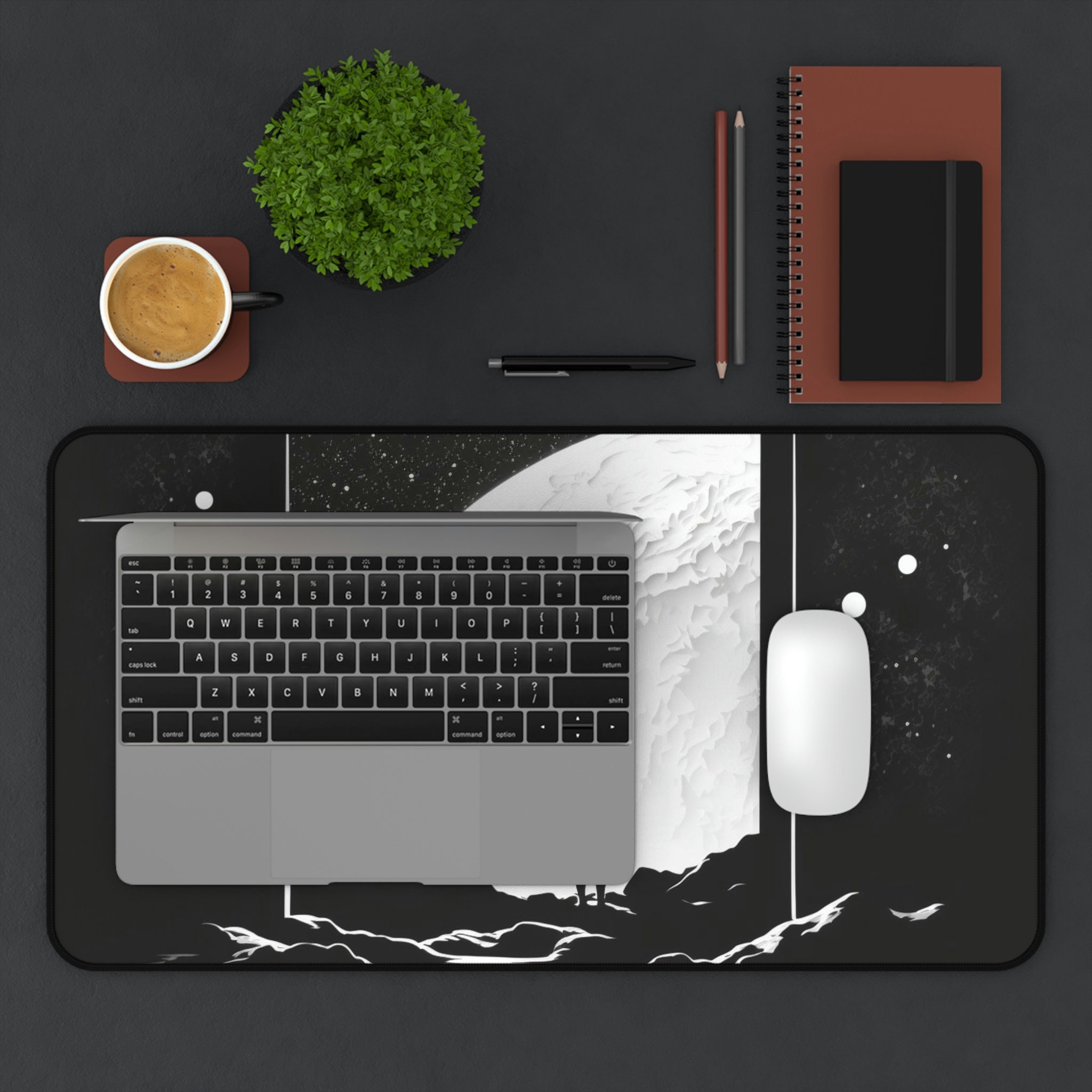 Black and White Giant Outer Space Door Mouse Pad Unique Sci-fi Desk Mat ...