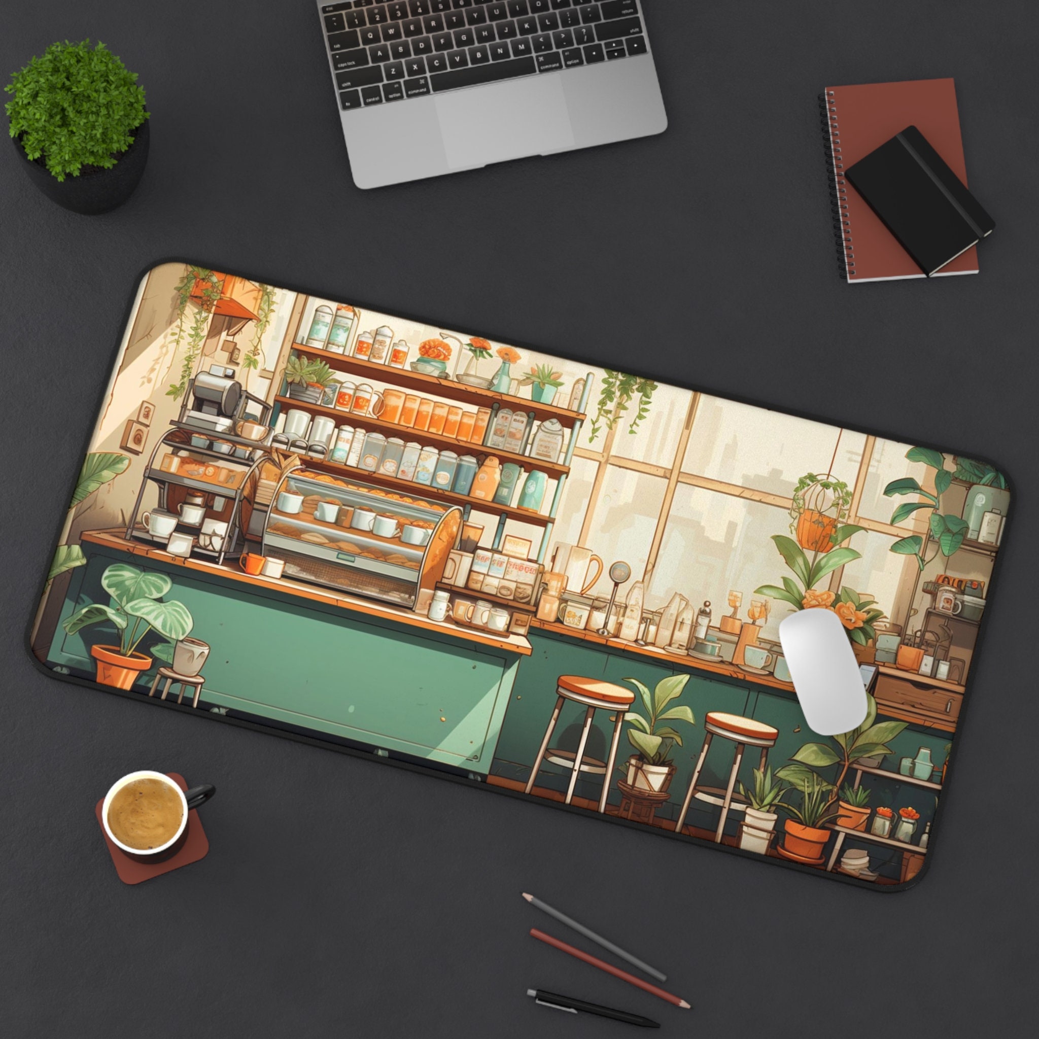 Lo-fi Anime Coffee Shop Bakery Desk Mat Gaming Mouse Pad Large - Etsy