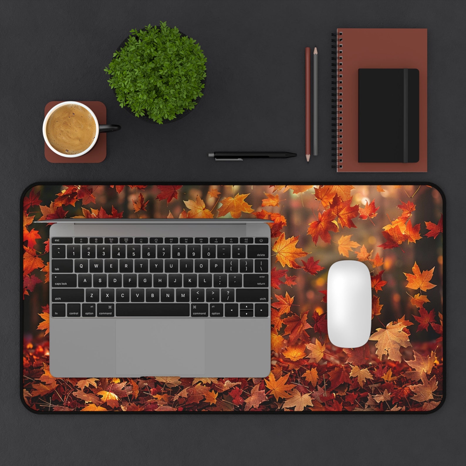 Realistic Fall Leaves Raining From the Trees Desk Mat Gaming Mouse Pad ...