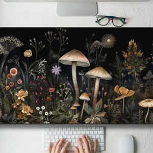 Dark Cottage Core Botanical Desk Mat Gaming Mouse Pad Large Mousepad ...