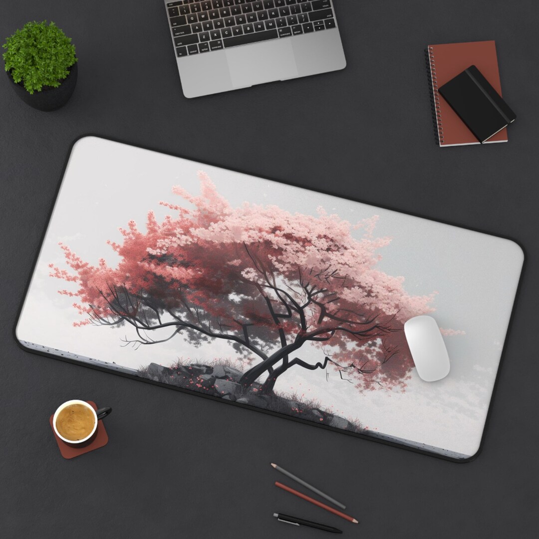 Pixelated Japandi Cherry Blossom Desk Mat Gaming Mouse Pad - Etsy