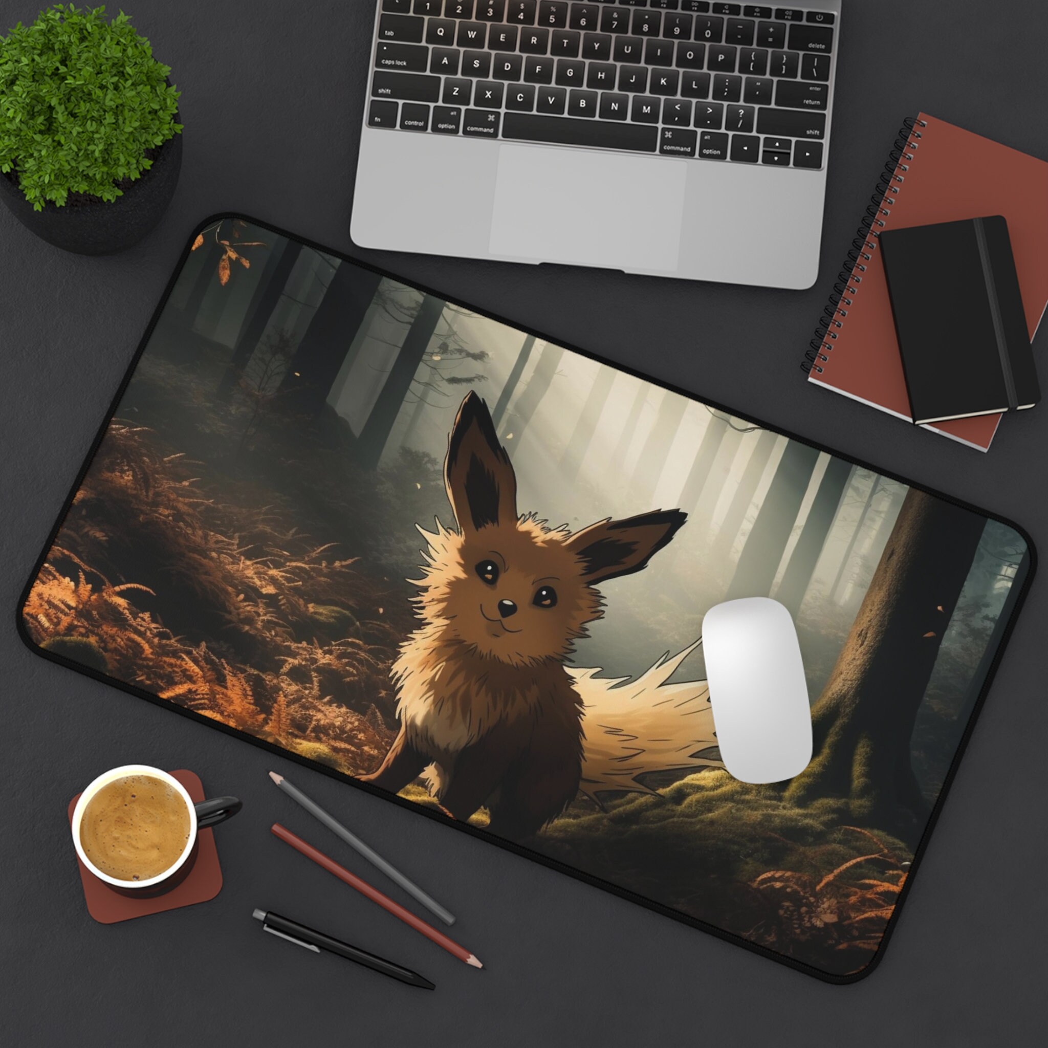 Animated Eevee Fox Inspired Desk Mat Gaming Mouse Pad Large - Etsy