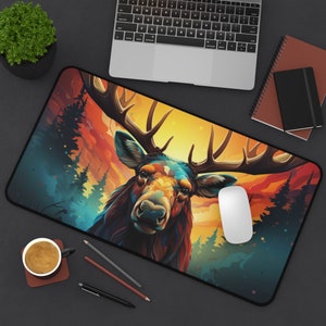 Colorful Bright Moose Design Desk Mat Gaming Mouse Pad Large Mousepad ...