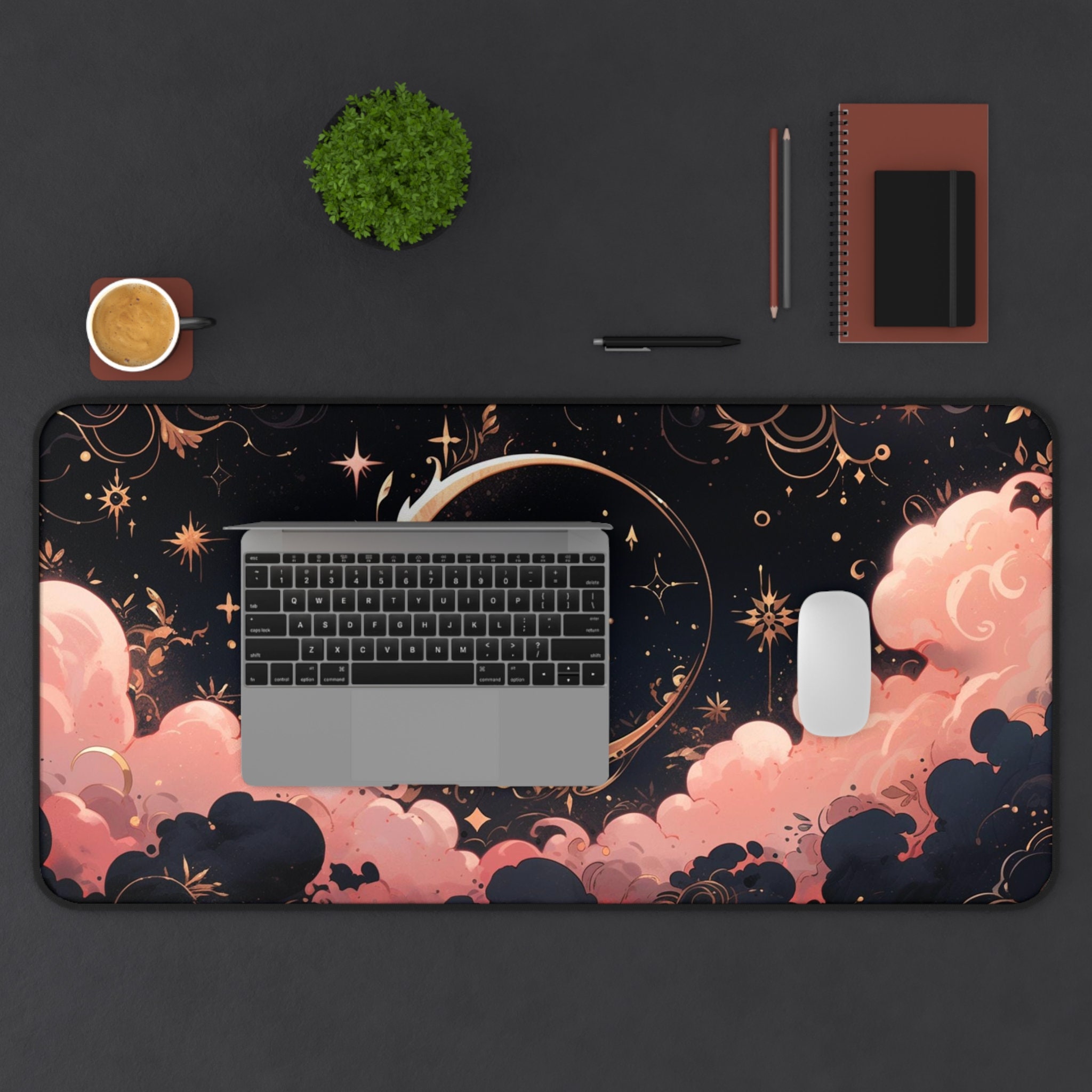 Kawaii Celestial Cresent Moon Desk Mat Gaming Mouse Pad Large Mousepad ...
