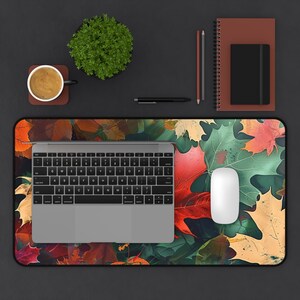 Green and Red Leaf Pattern Desk Mat Gaming Mouse Pad Large Mousepad ...